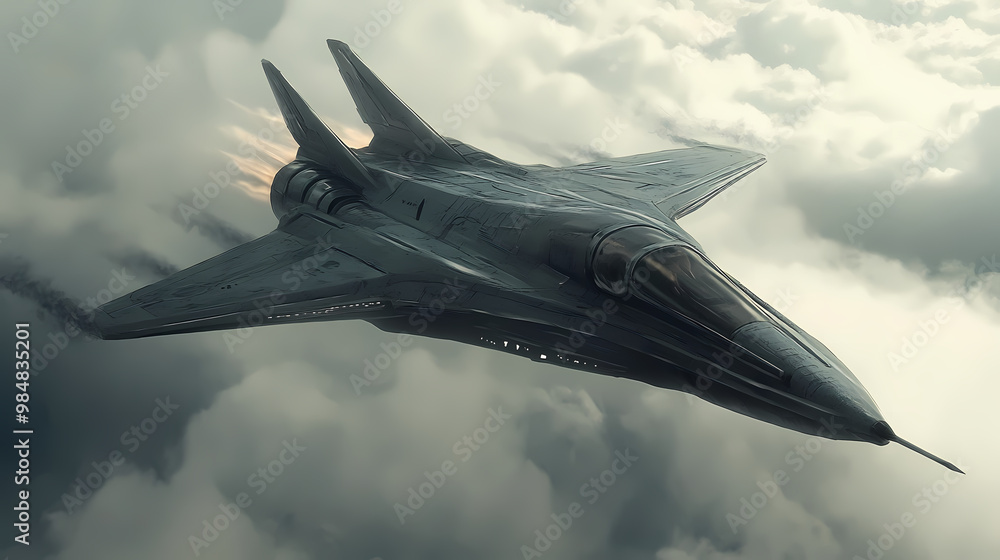 Jet flying air smoke coming out hard surface design ranger sharp ...