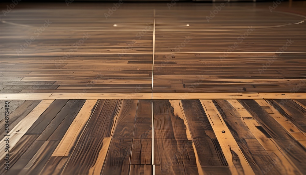 Vintage maple hardwood basketball floor texture with rich wood colors ...