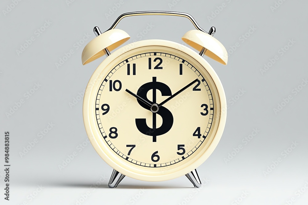 Minimalist clock with dollar sign, showing the passage of time and ...