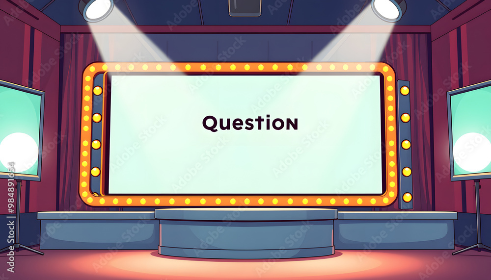 Quiz game show with question option cartoon background. Tv contest ...