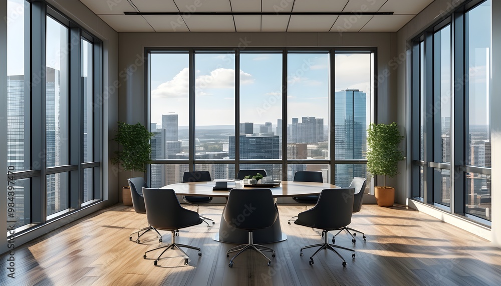 modern conference room with large windows suitable for Zoom meetings ...