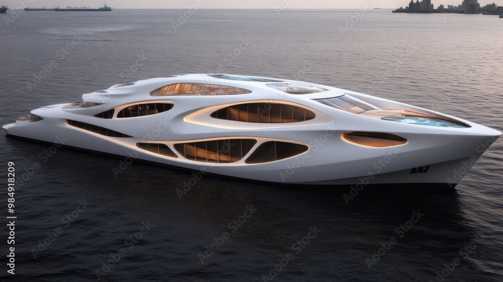 The sleek, ultra-contemporary superyacht features multiple terraces and ...