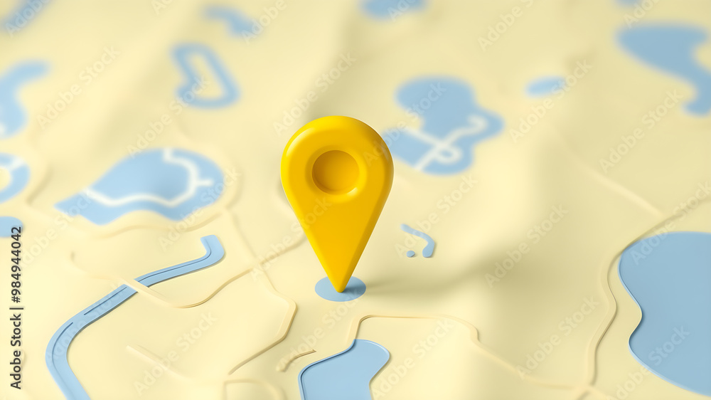 3d yellow map location pointer. Pin code icon of the geolocation map ...