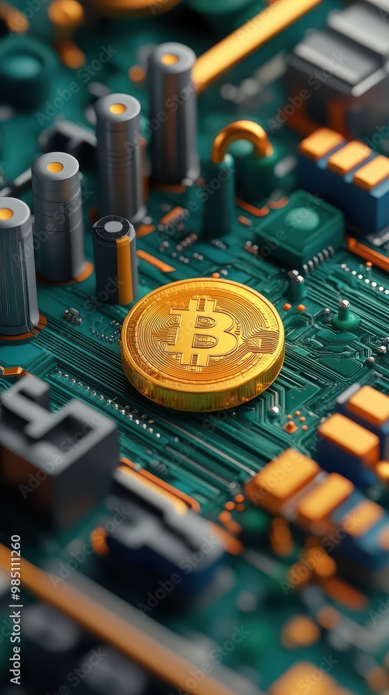 A 3D animation of gold and cryptocurrency mining processes occurring ...