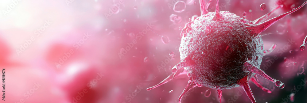 World Cancer Day. Cancer cells on pink background. Horizontal banner ...