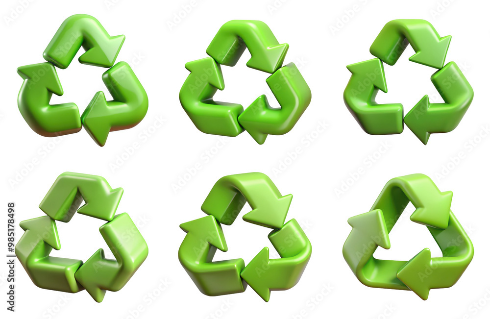 PNG recycling symbol 3d collection, in cartoon style minimal on ...