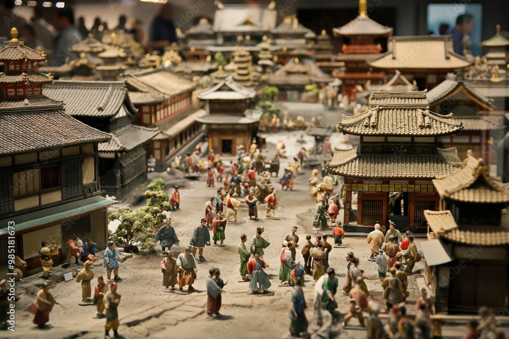 Miniature sculptures of Edo period cityscape in Tokyo Japan museum ...