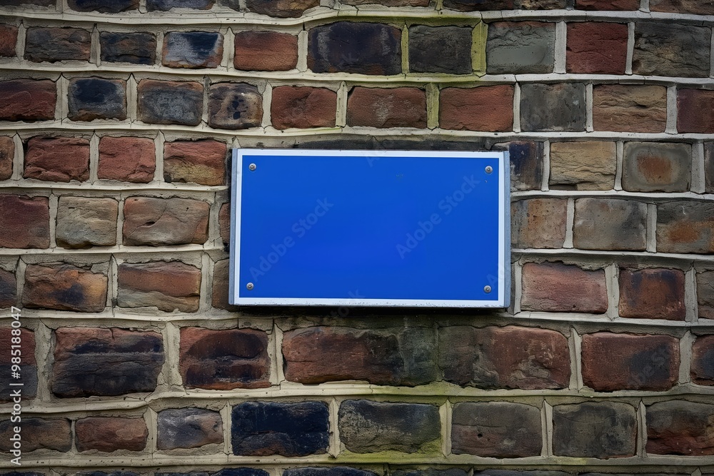 Blue and white NHS sign on brick wall in York UK. Close-up of brick ...