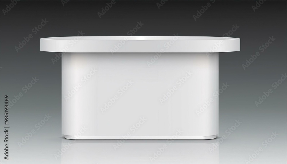 A blank white portable exhibition counter, shown as a realistic vector ...