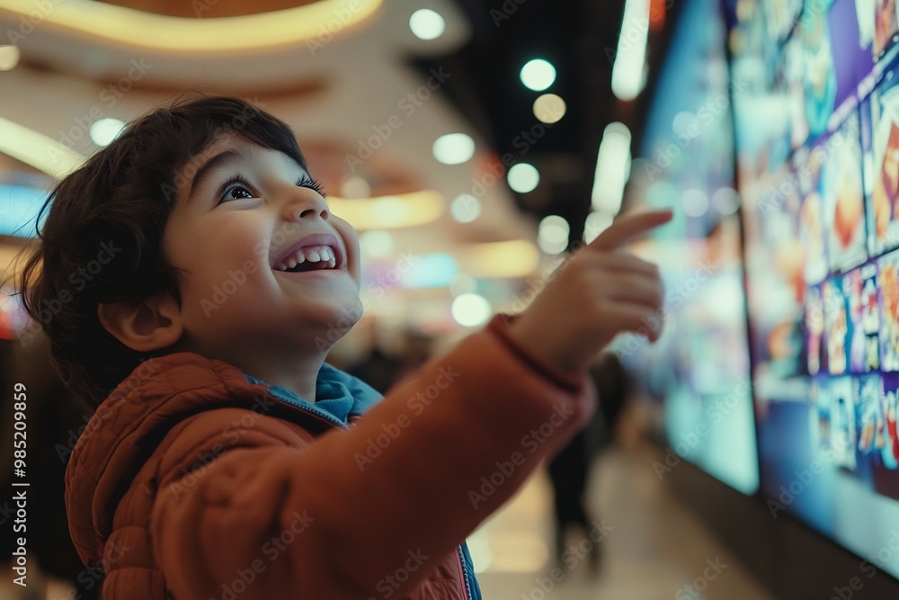 kids laughing and pointing at toys in busy shopping malls and retail ...