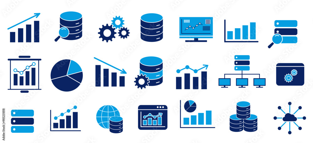 data analytics and big data icon set eps. vector big data analysis ...
