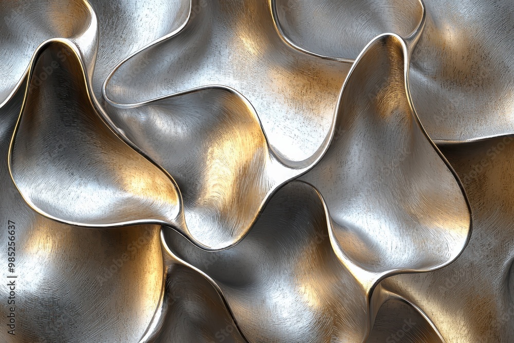 Abstract metallic shapes with organic, flowing forms Stock Illustration ...
