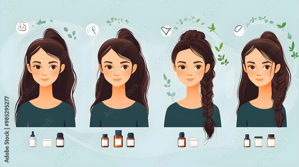 Hair regrowth process in an infographic, highlighting each stage of the ...
