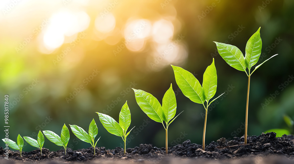Timeline embedded in a plant s growth stages, symbolizing the phases of ...