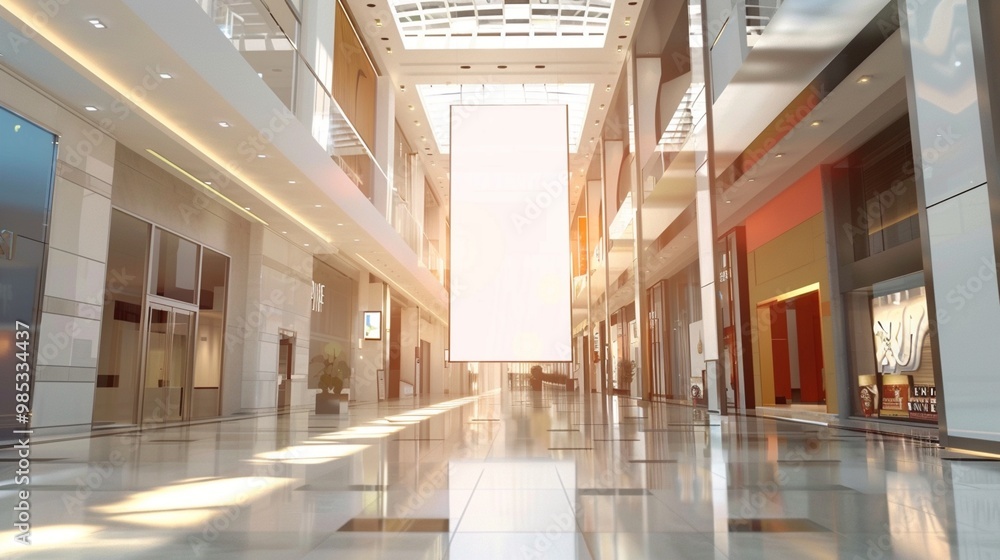 Sunlit modern atrium with polished floors and soaring ceilings ...