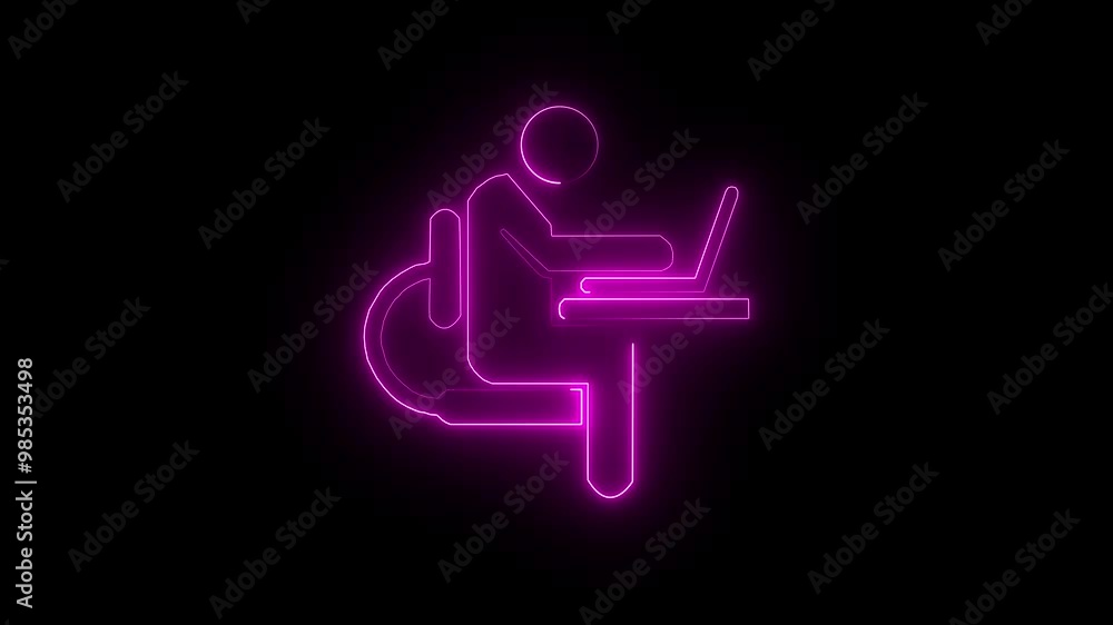 Neon man , Digital Office Worker man Icon – Neon Design for Remote Work ...