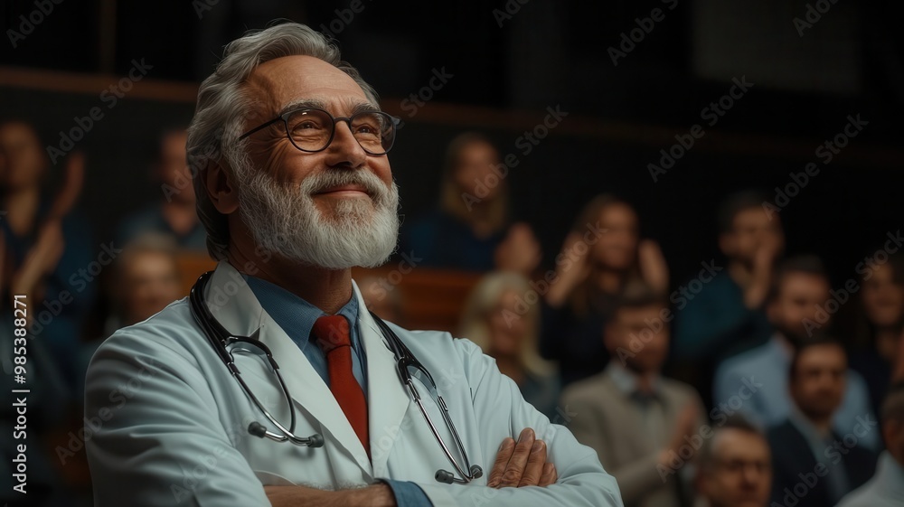 Senior doctor receiving a standing ovation at their retirement party ...