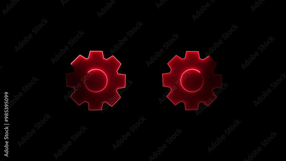 A frame same two setting icon animation background. neon glow double ...
