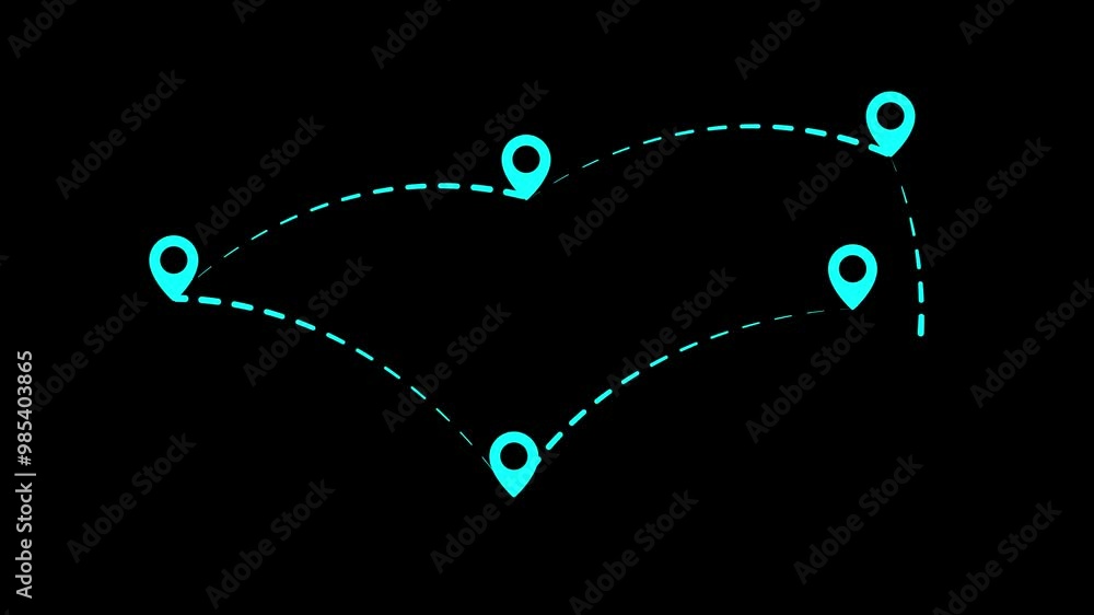 Animation of the world map with delivery points and routes. World map ...