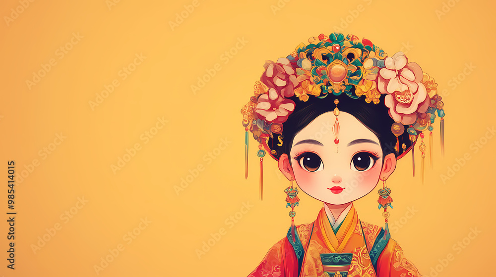 Ai generated illustration of an adorable cartoon girl dressed in a ...