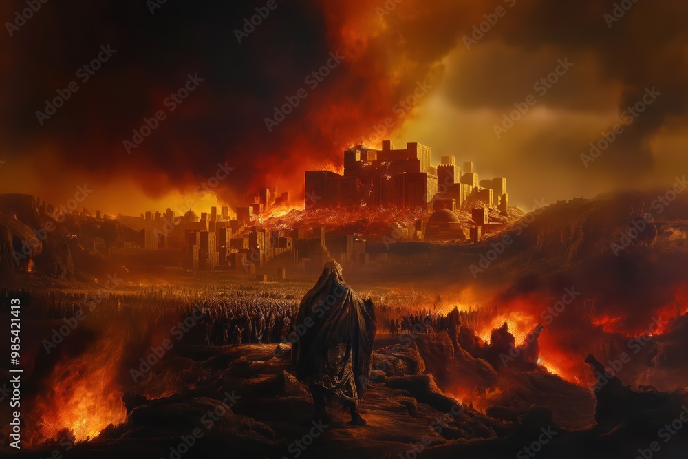 Biblical warriors in armor clash on the battlefield. King David army ...