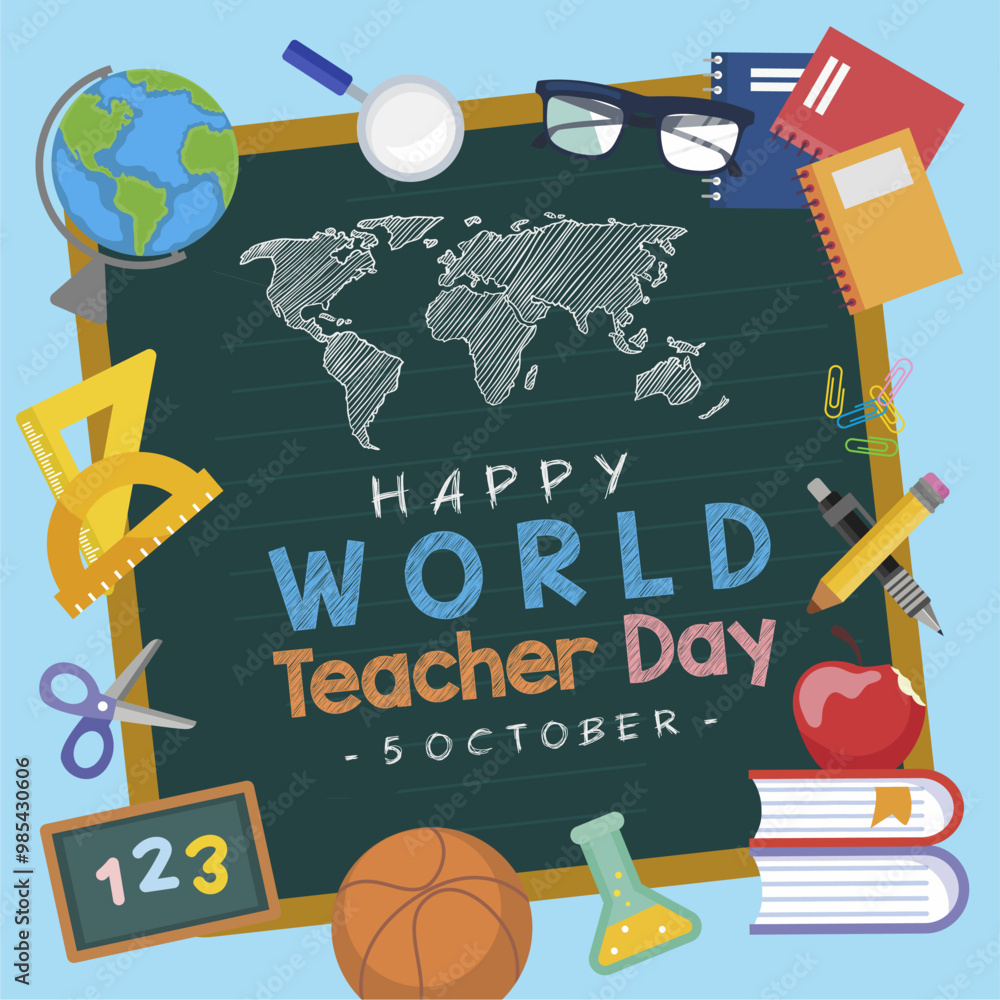 Abstract Happy World Teacher's Day 5th October 2024 Vector Illustration ...