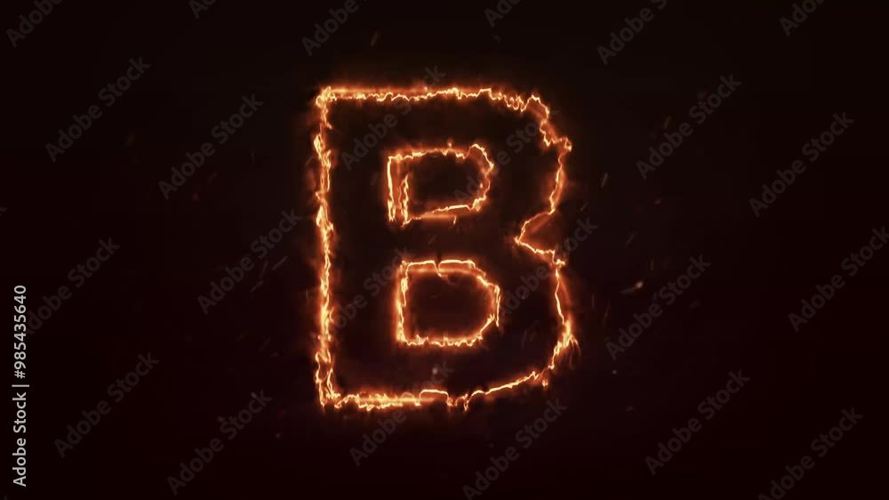 Fire letter B animation on black background, Fire letter. Burning ...
