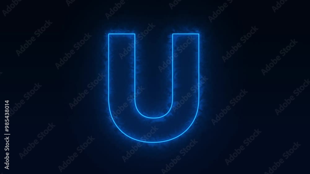 Alphabet U neon animation, Neon Glowing letter on black background, 4k ...