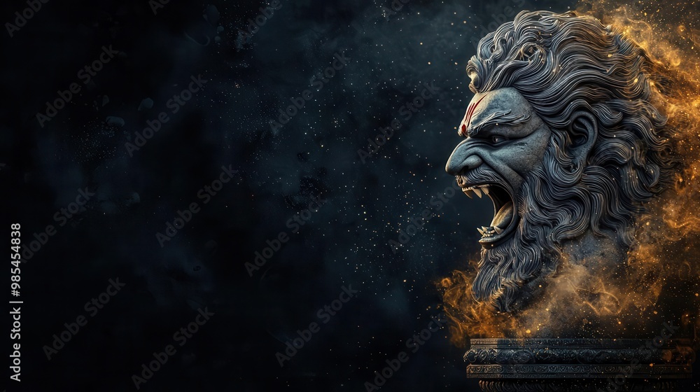 Narasimha, Vishnu s halflion avatar, depicted midroar, bursting out of ...