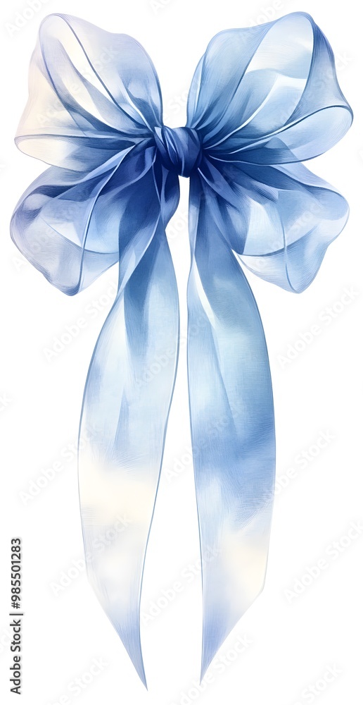 light blue ribbon bow on a white background, designed for clipart use ...