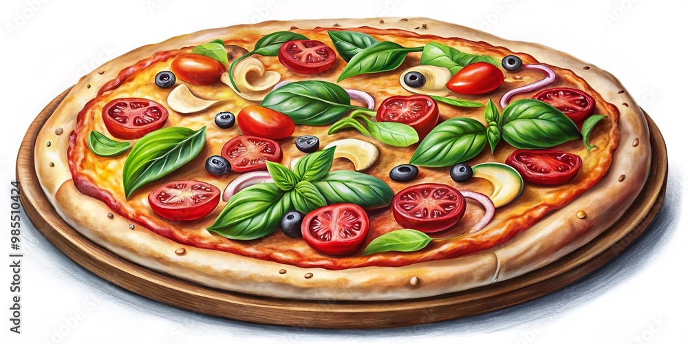 Begin with the pizza outline, define the crust, incorporate various ...