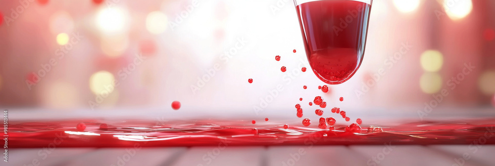 Red liquid pouring into a pool, creating a splash. Stock Illustration ...