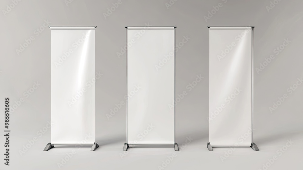 Set of Blank Roll-Up, Pop-Up, or Pull-Up Banners for Advertising ...