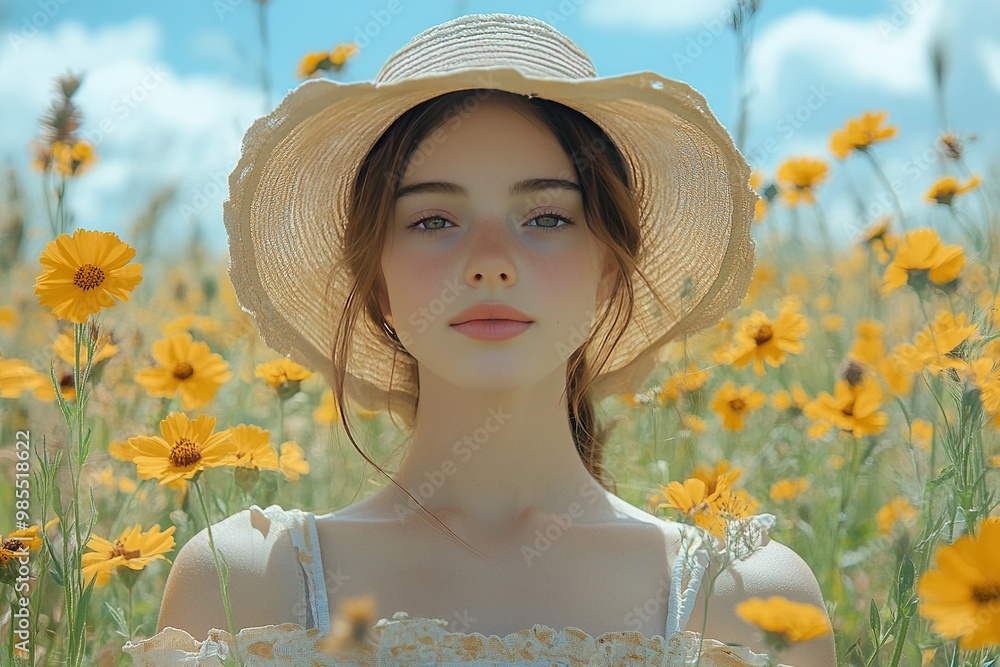Vibrant Amish Woman in Traditional Dress Surrounded by Lush Nature and ...