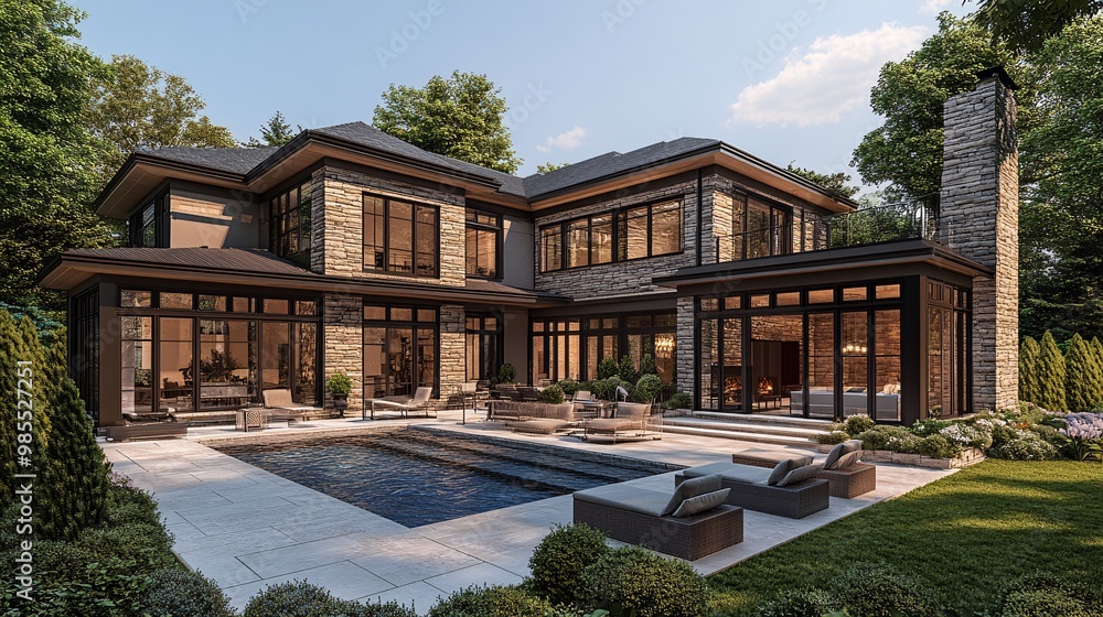 3d Rendering Of A House Plan Using Cad Software Featuring A Detailed Mockup Of House Design In