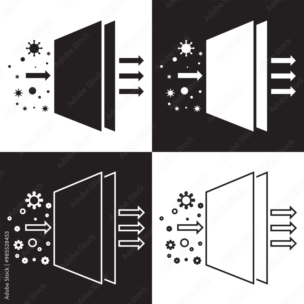 Filtration, purifier icon symbol. Air purification purifier logo ...