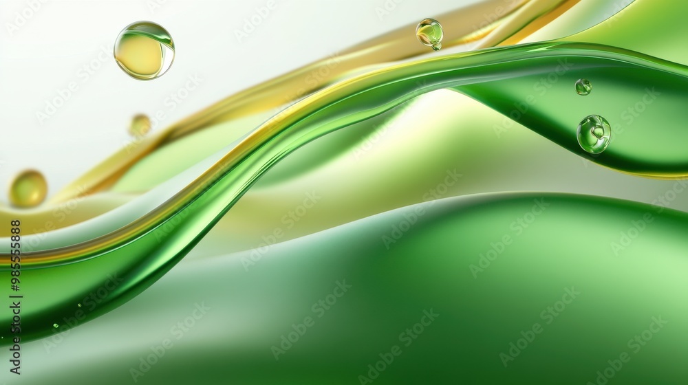 Abstract green liquid texture with vibrant patterns and smooth ...