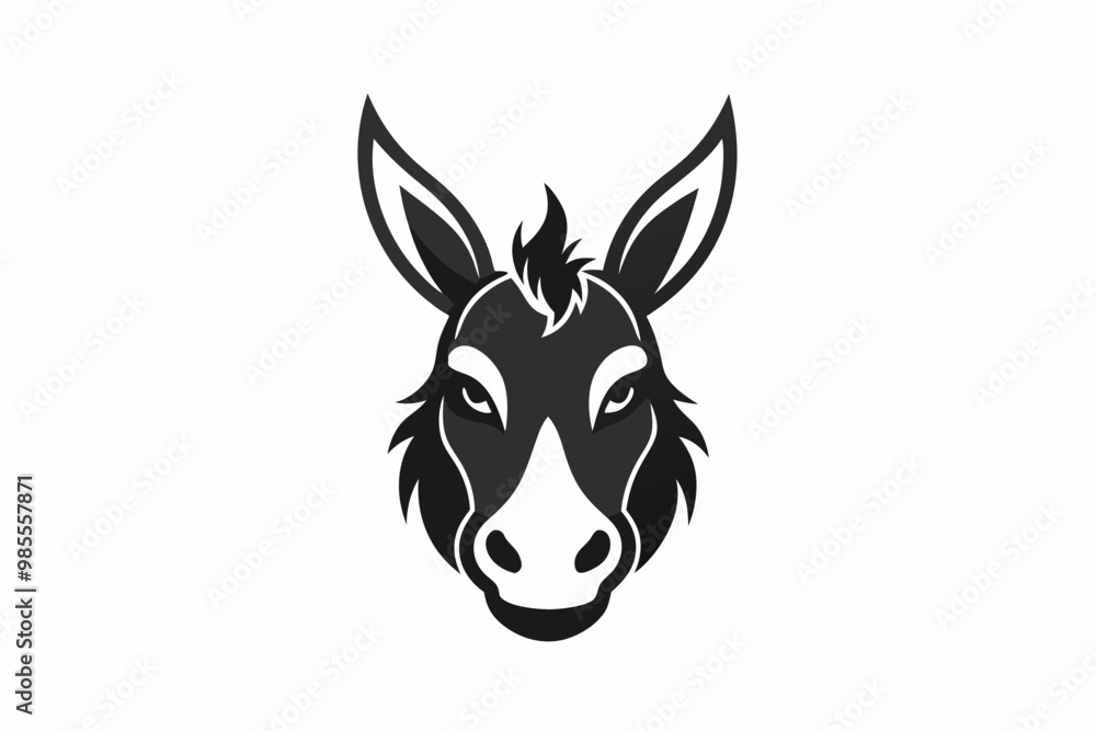 Head of a donkey. A donkey head creative logo Icon, silhouette vector ...