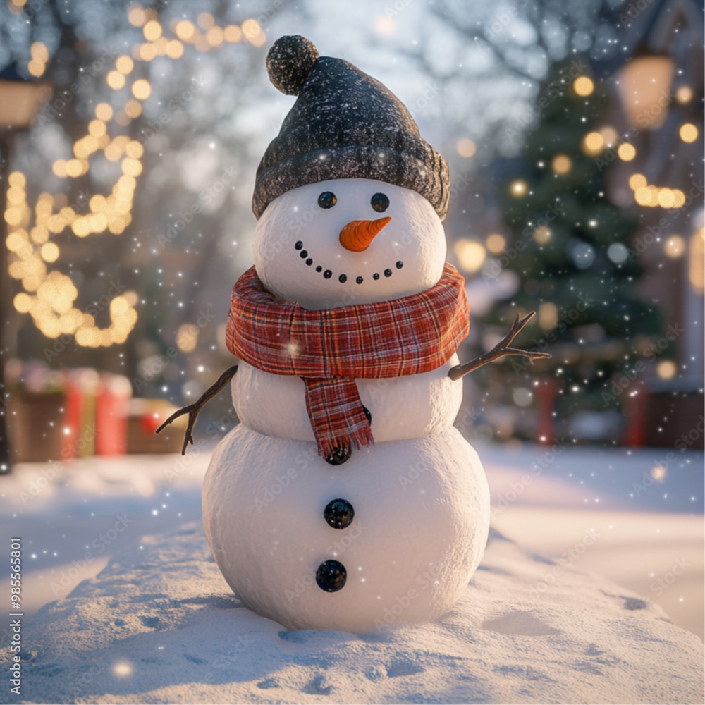 virtual avatar snowman dressed for the winter standing outdoors Stock ...