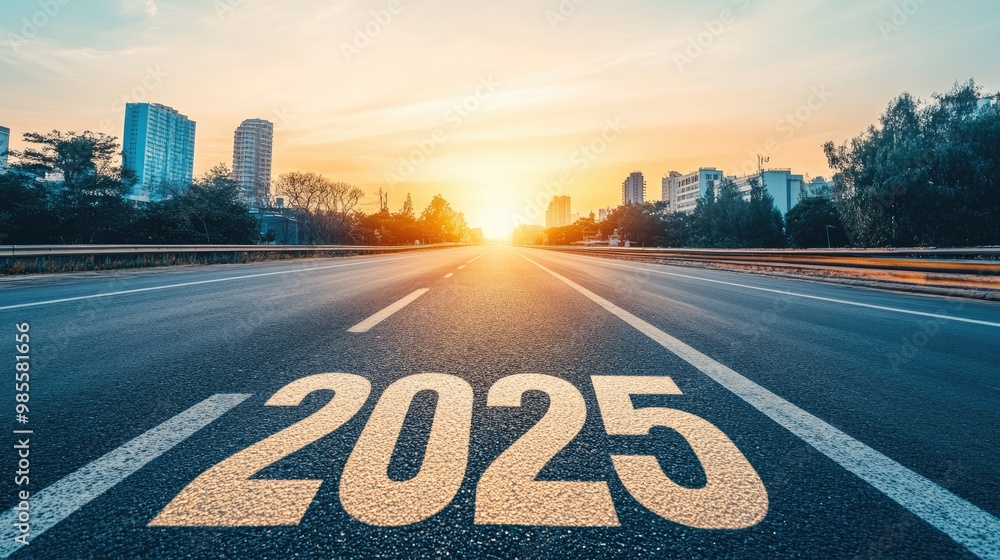 A clear road leading into a bright future with "2025" marked on the ...