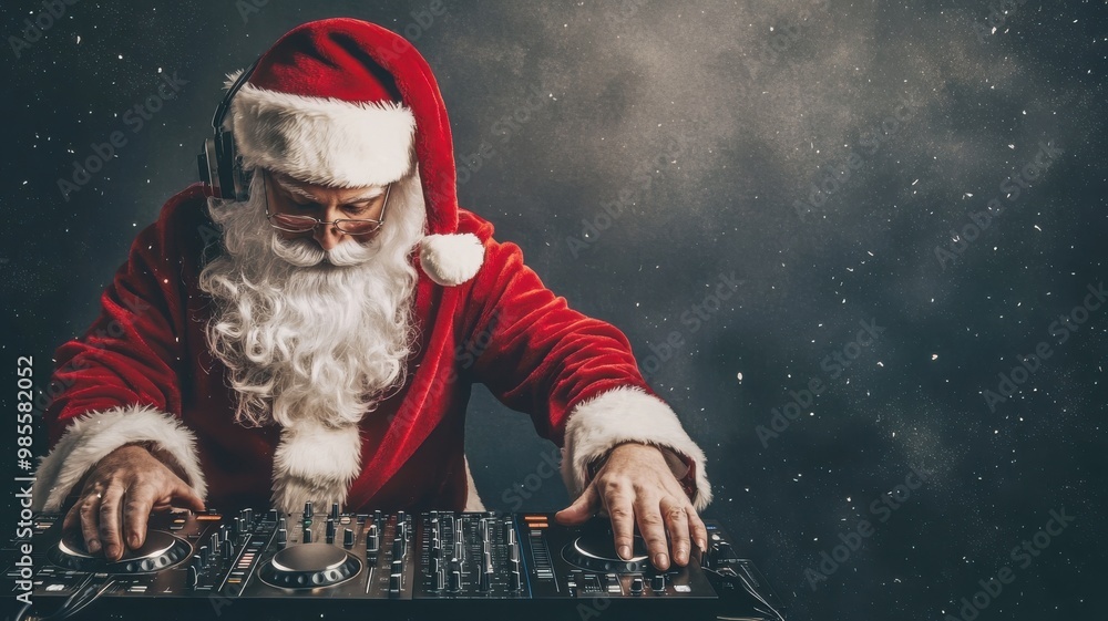 Santa Claus as DJ at a Festive Christmas Party foto de Stock | Adobe Stock