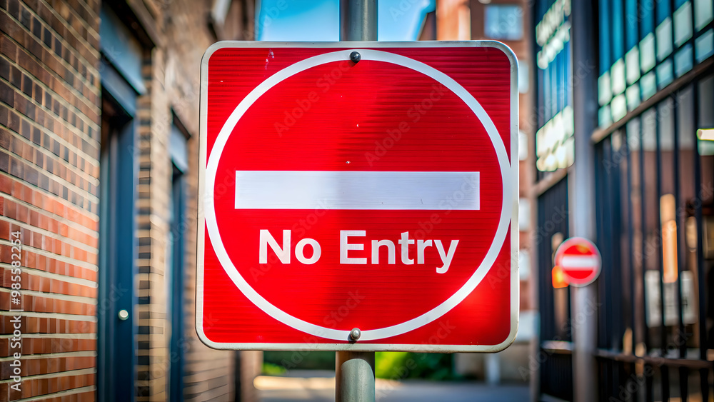 No entry sign in bright red with a horizontal white line through the ...