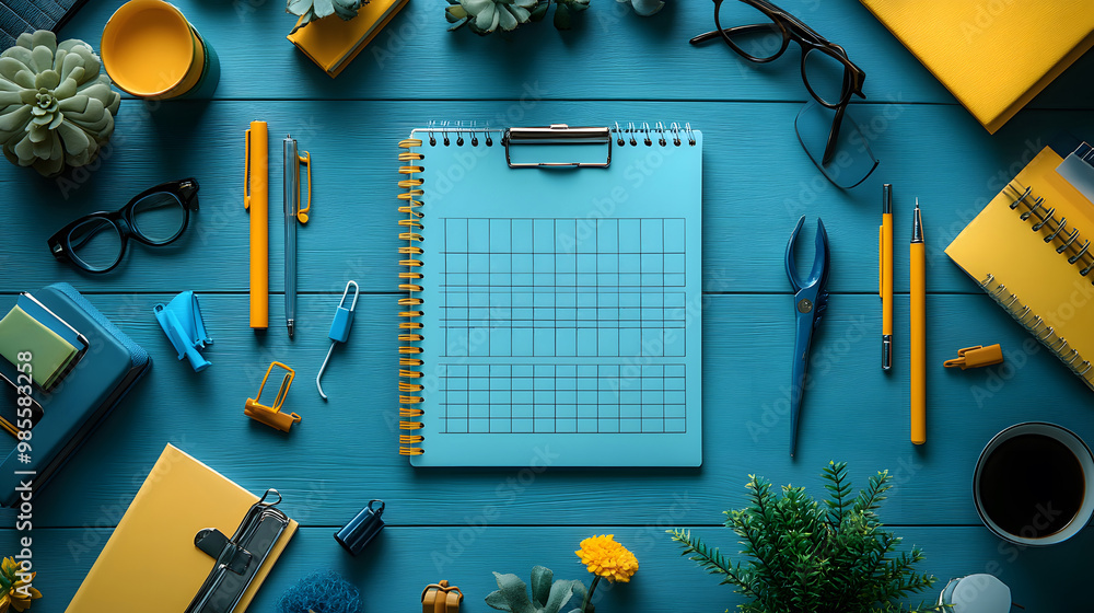 Digital calendar and planner with color-coded events and tasks, desk ...