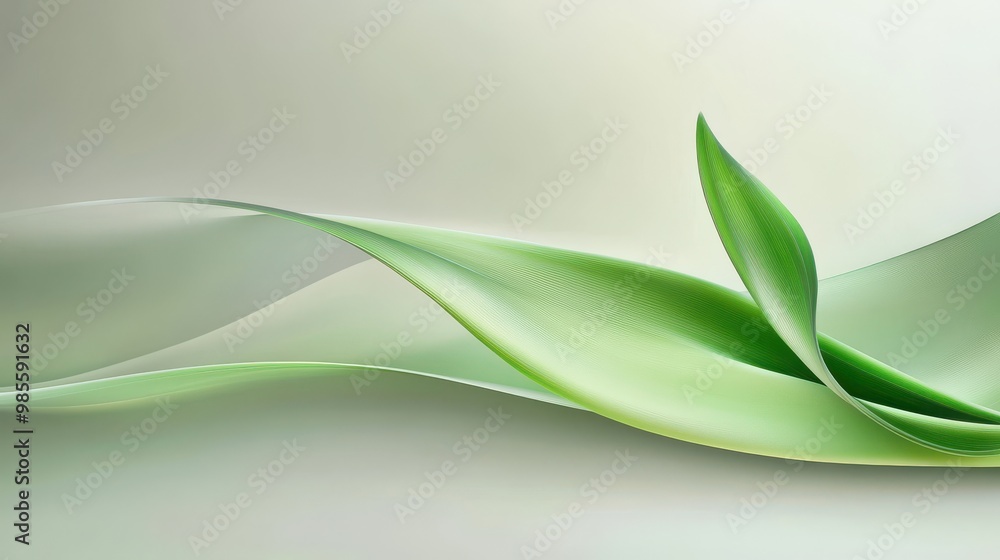 Green abstract leaf background with dynamic textures and smooth ...