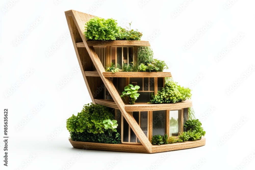 Eco-conscious urban micro-architecture, sustainable materials, minimal ...