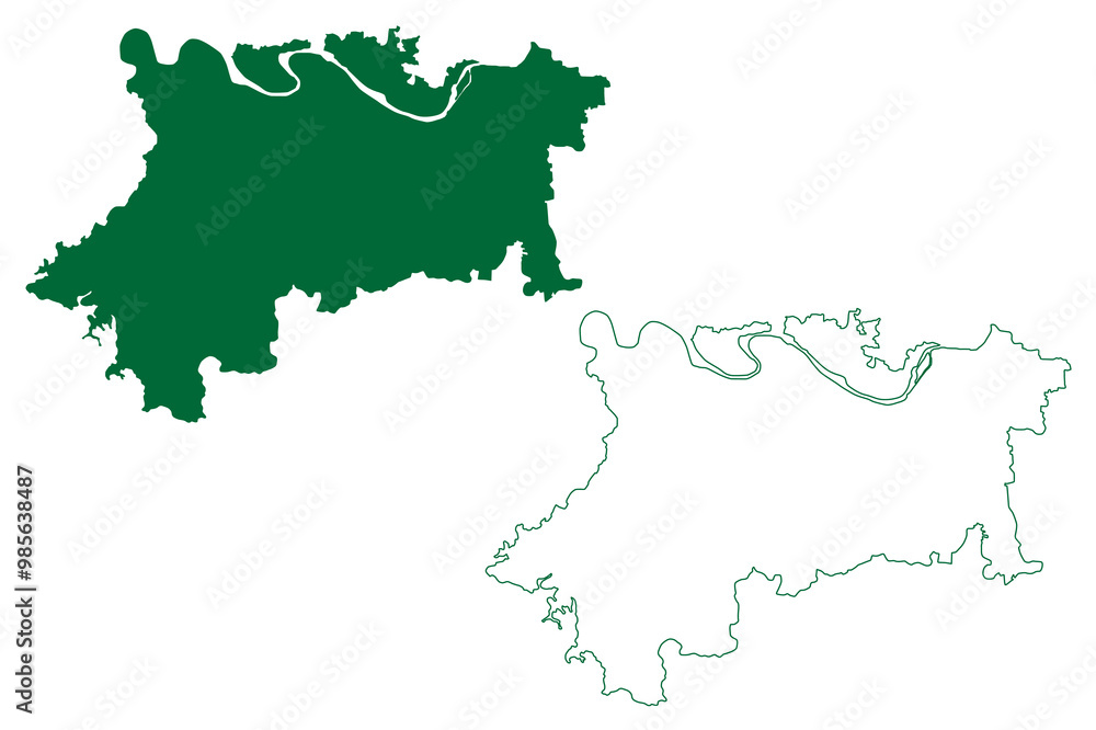 Mirzapur district (Uttar Pradesh State, Republic of India) map vector ...