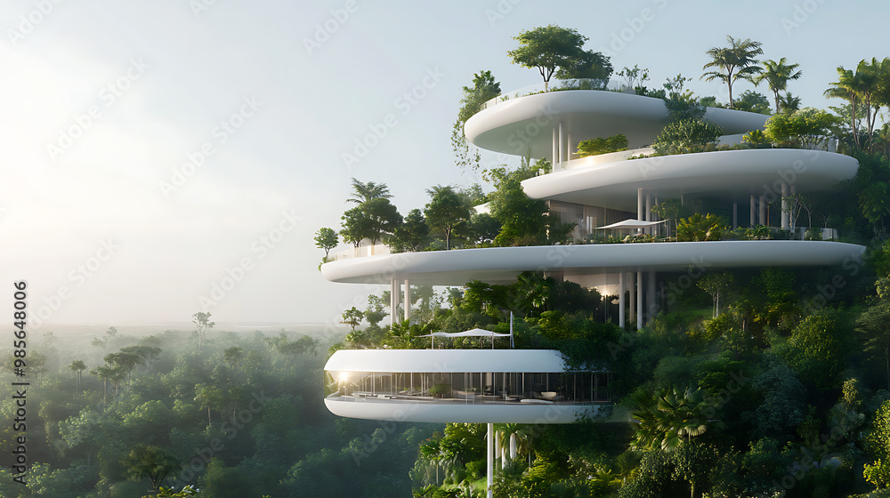 A photo realistic architectural rendering of a sustainable building ...