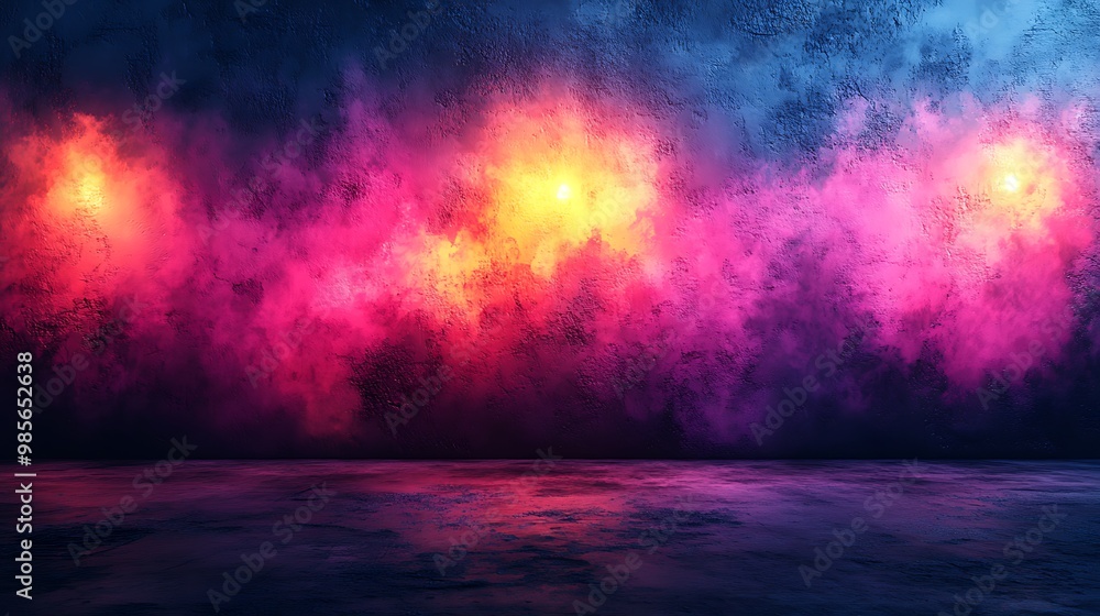 Abstract graffiti patterns fading into a gradient background, neon ...