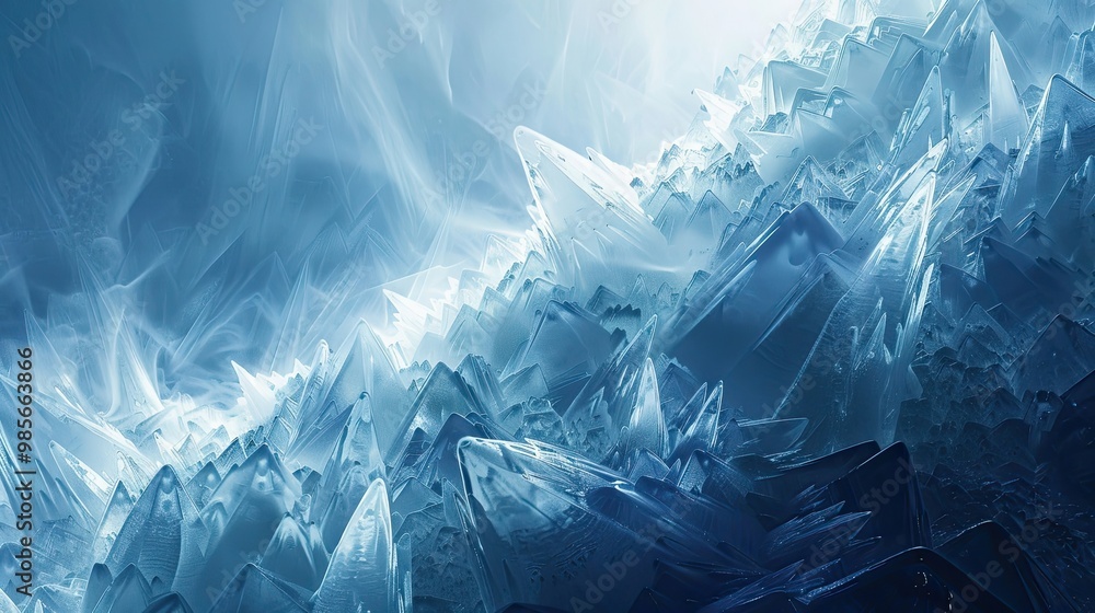 Indigo to white winter backdrop with sharp ice shard patterns and ...