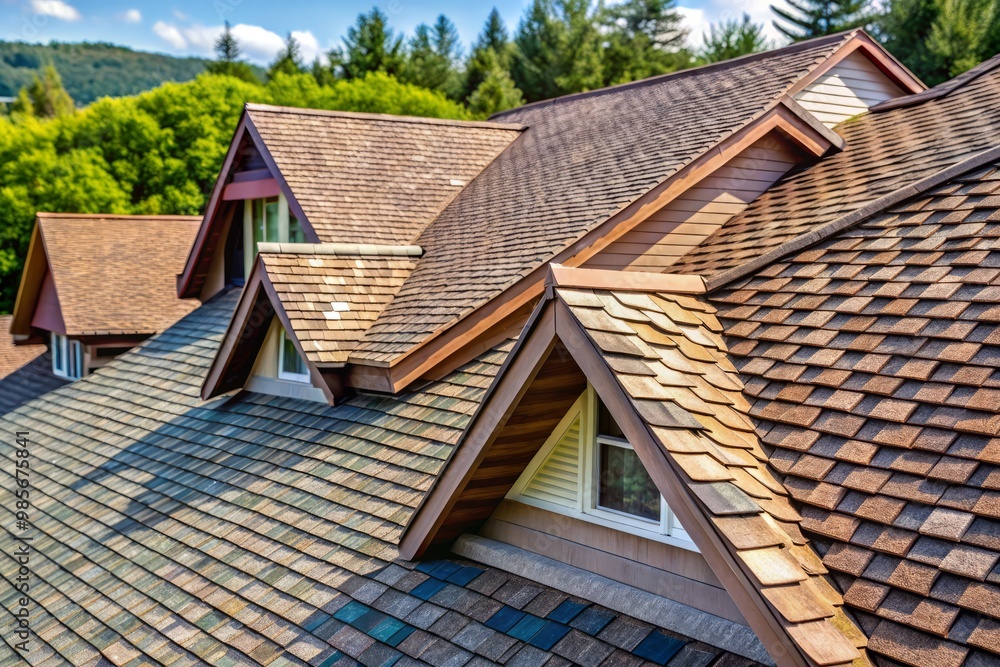 Architectural shingles blend seamlessly on this residential roof, their ...